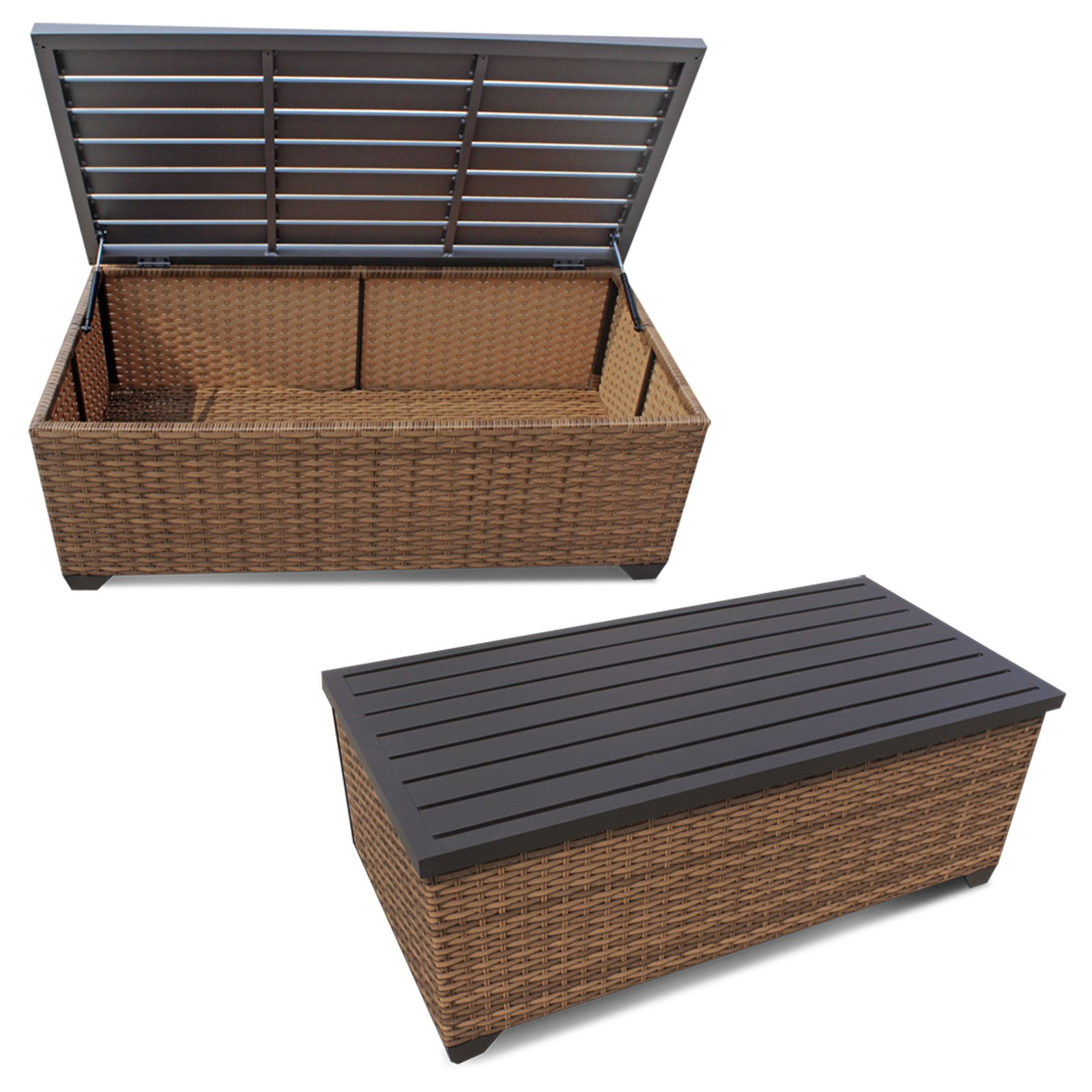 TKC Laguna Patio Furniture: Rattan Outdoor Metal Storage Coffee Table ...