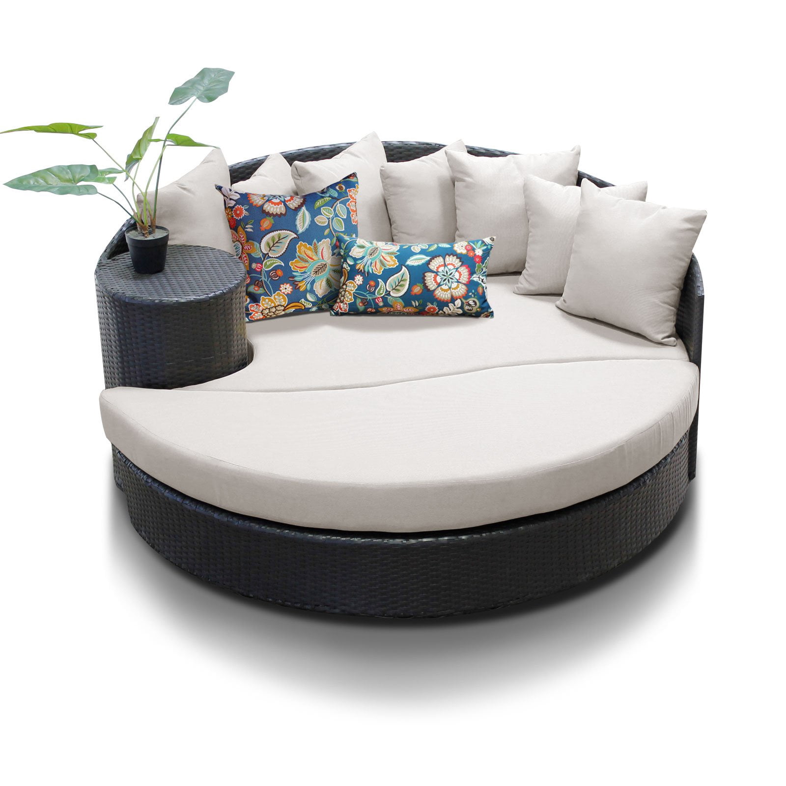 TKC Newport Outdoor Wicker Circular Daybed in Beige - Walmart.com