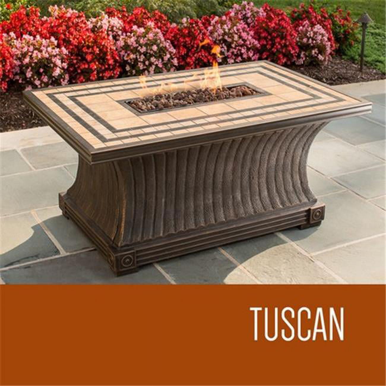 TKC Tuscan Rectangular Porcelain Top Gas Fire Pit Table - 32 x 52 in ...