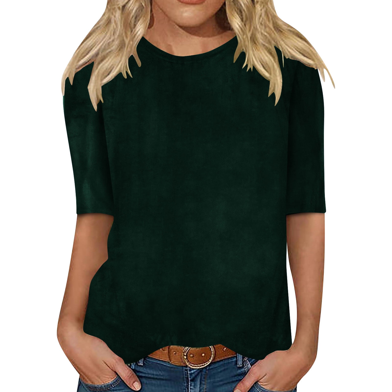 TKLPEHG Going Out Tops for Women Lapel Cotton Line Button Shirt Solid ...