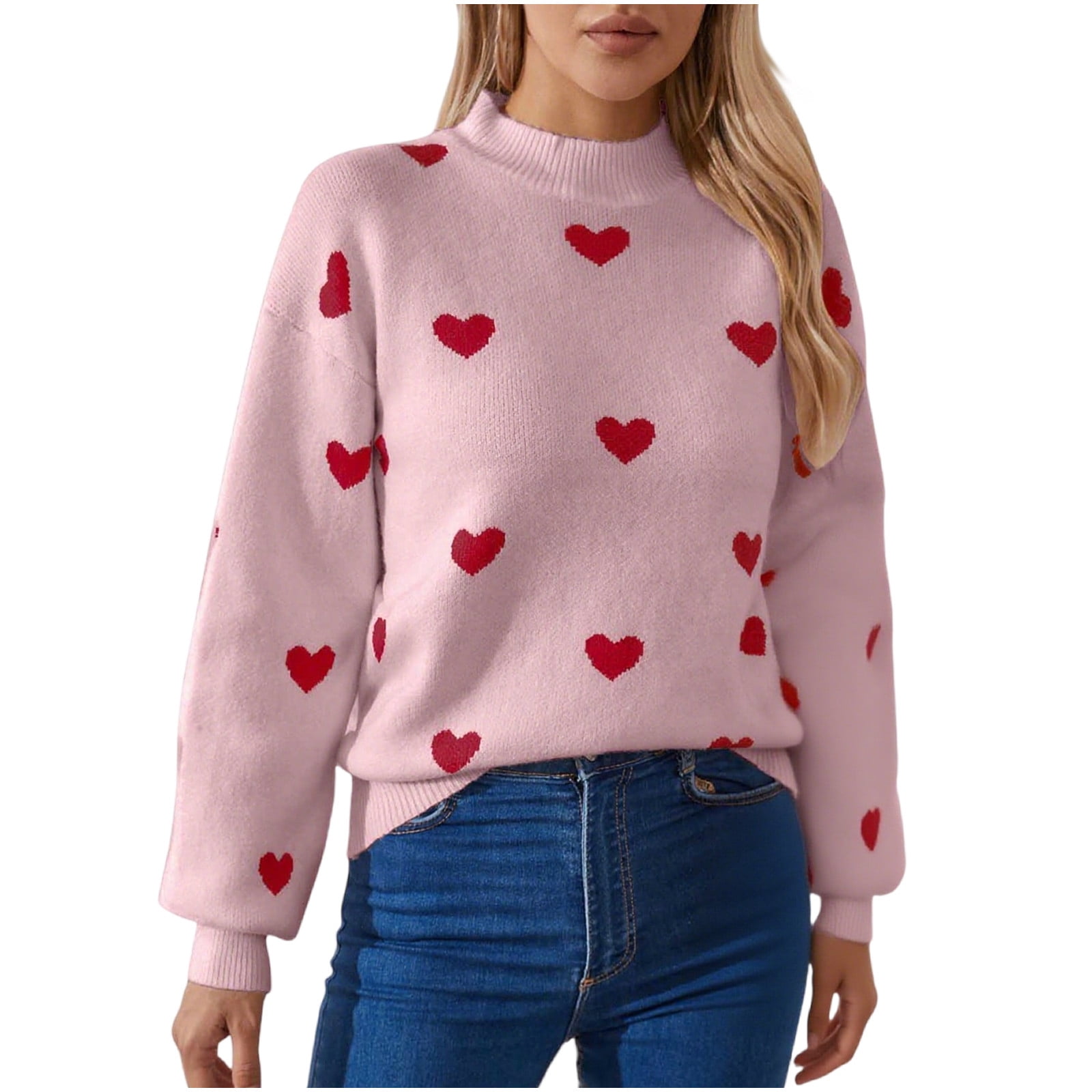 TKLPEHG Valentines Day Sweaters for Women Long Sleeve Crewneck Heart ...