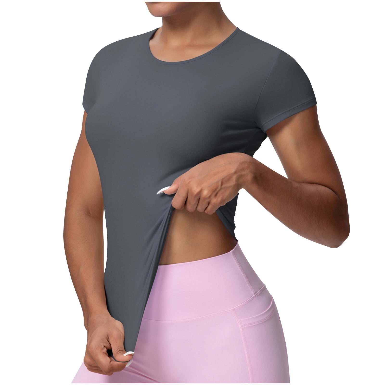 TKLPEHG Workout Shirt Women Sports Slim Yoga Top For Running Training ...
