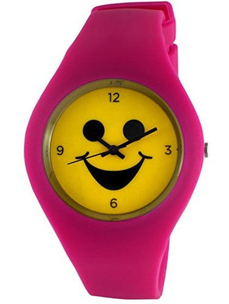 TKO Emoji Pink Rubber Smile Icon Fun Smiley Face Watch TK663FS ...