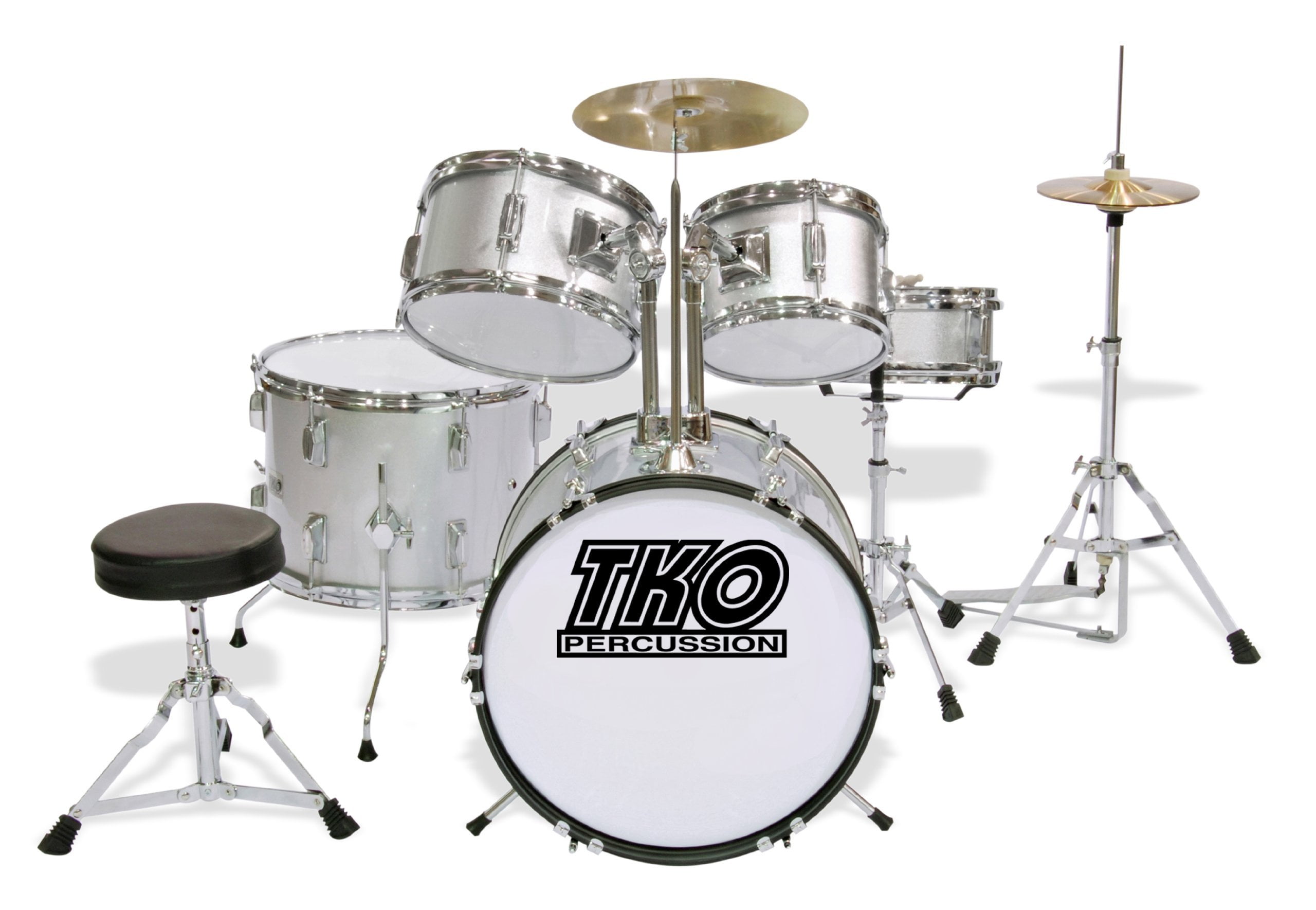 TKO TKO101S 5-Piece Complete Junior Drum Set, Silver - Walmart.com
