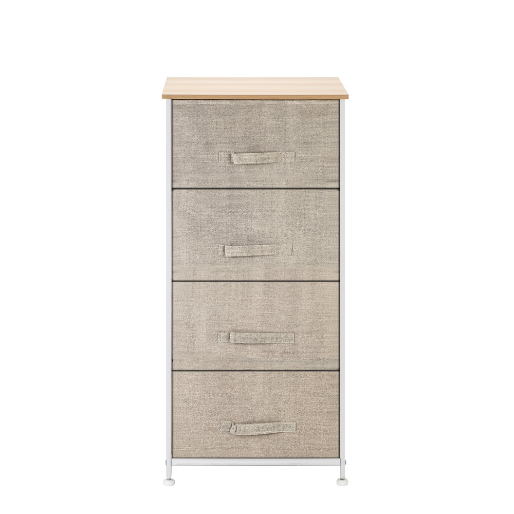 TKOOFN 4 Tier 4 Storage Tower Drawer Dresser Organizer, Wood Top Steel ...