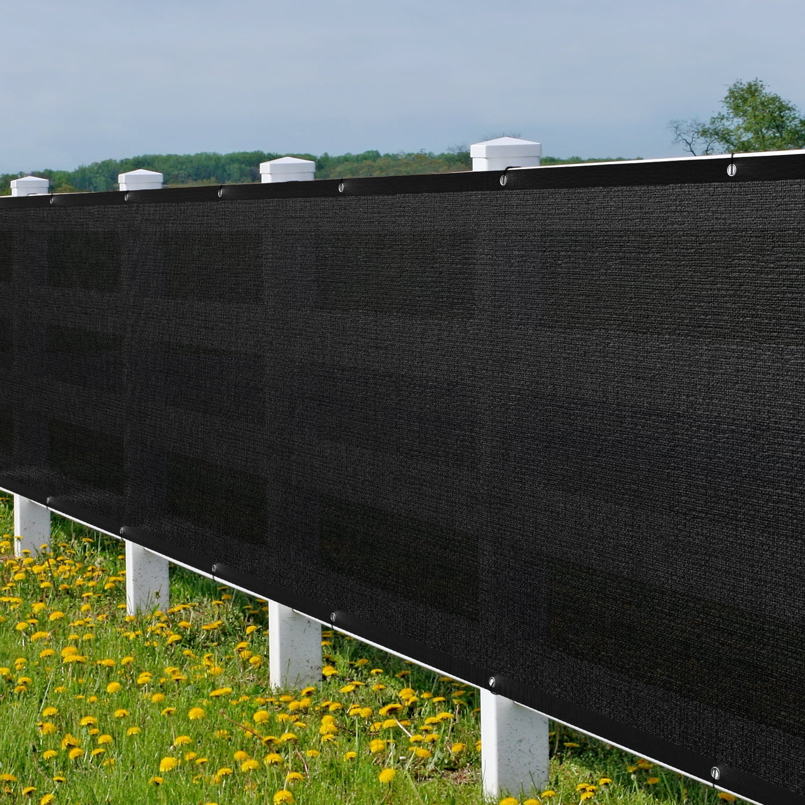 TKOOFN Privacy Fence Screen, 4'x50' Black Mesh, UV-Resistant HDPE, 90% ...