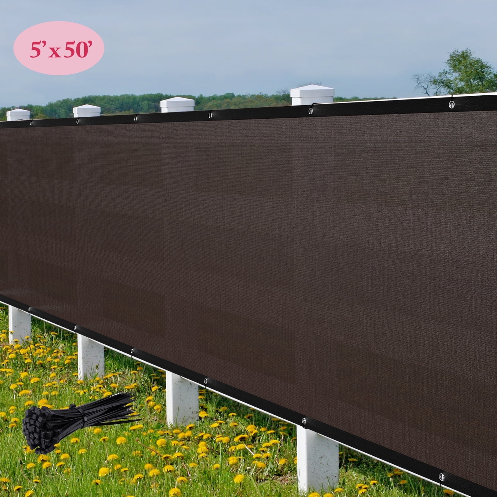 TKOOFN 5' x 50' Privacy Fence Screen, Mesh Windscreen for Yard, Patio ...