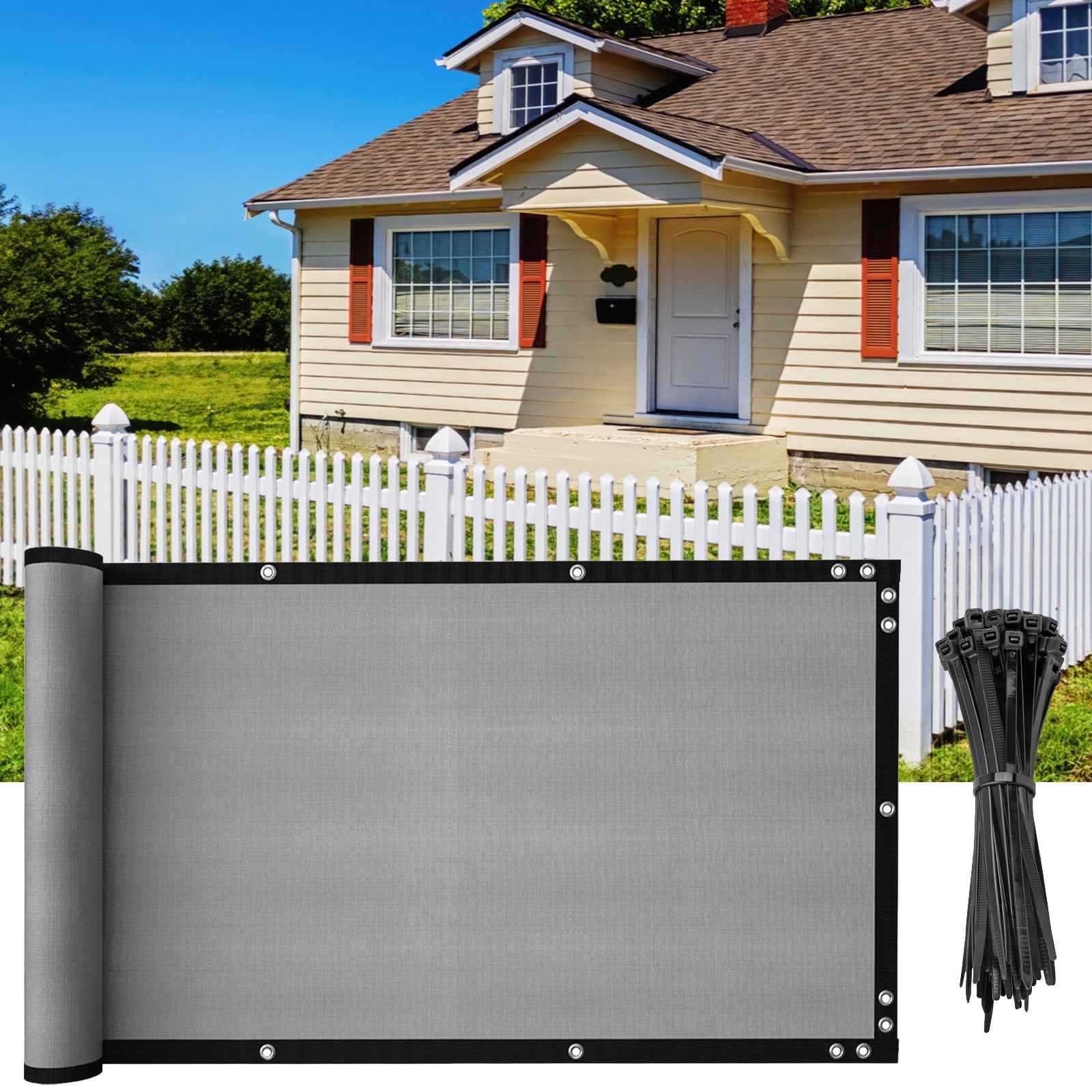 TKOOFN Outdoor Privacy Fence Screen, Gray Garden Windscreen Mesh Shade ...
