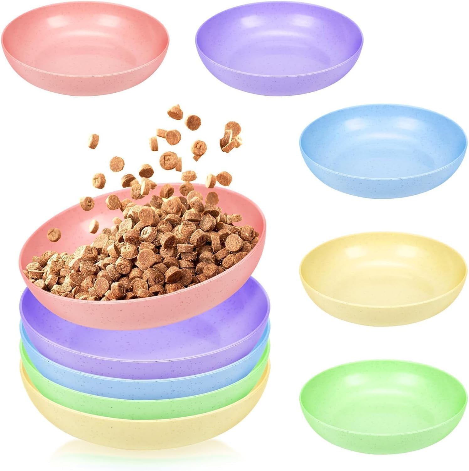 TKOnline 10 Pcs Cat Food Bowl, 5.6 Inch Plastic Shallow Pet Food and ...