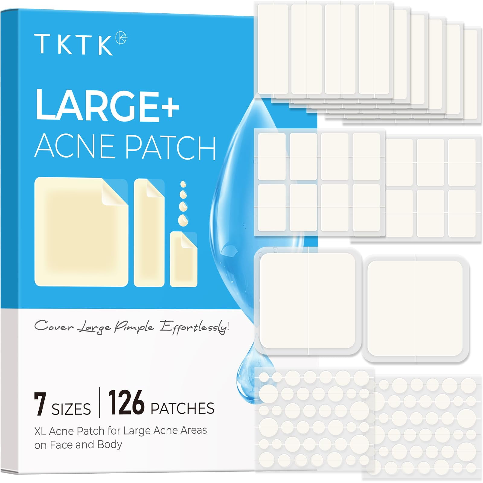 TKTK Large Pimple Patches IFF17 for Face, 7 Sizes XL Acne Patches, Big ...