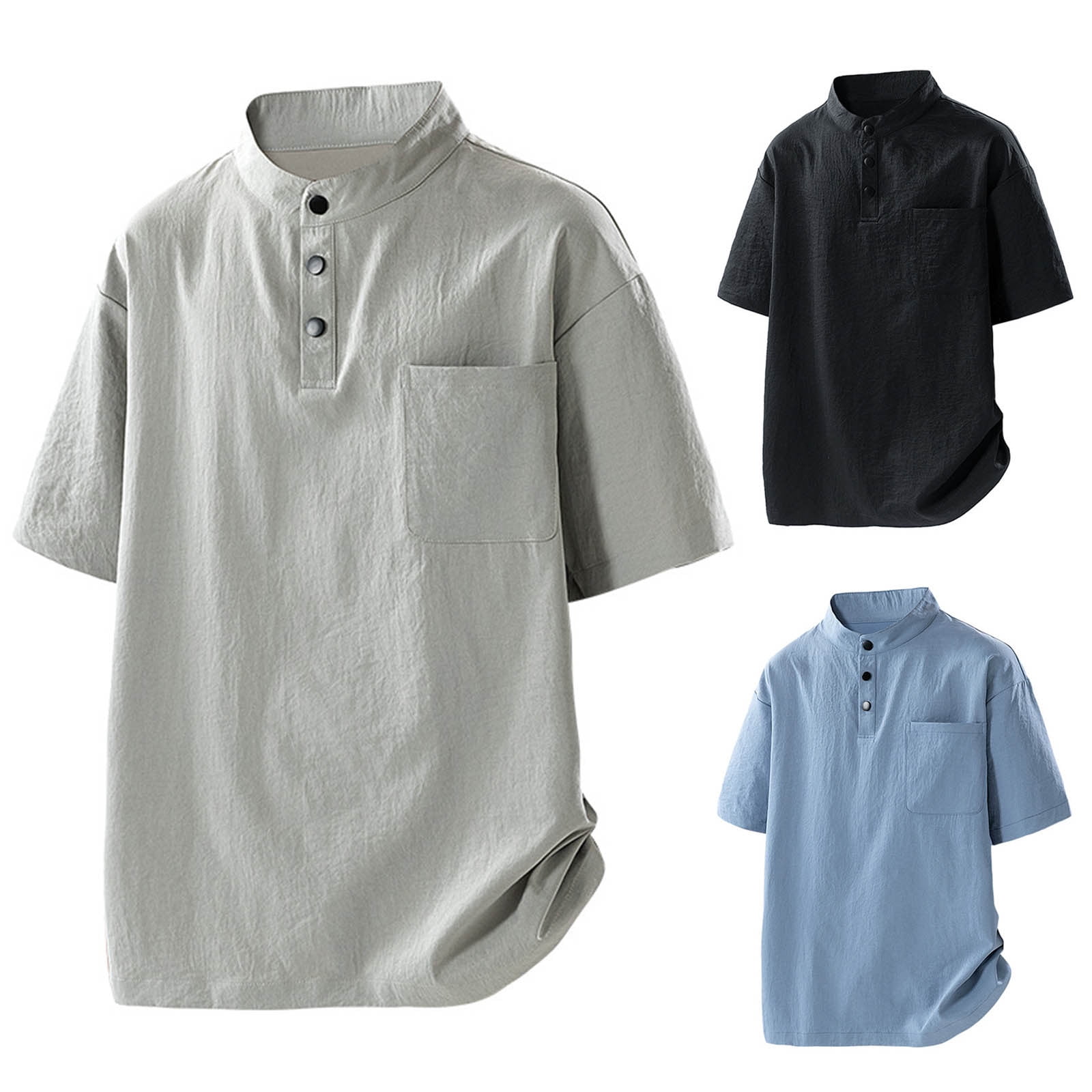 TKYCMSUAKI Mens Golf Shirt Textured Short Sleeve Buttons T-Shirts ...