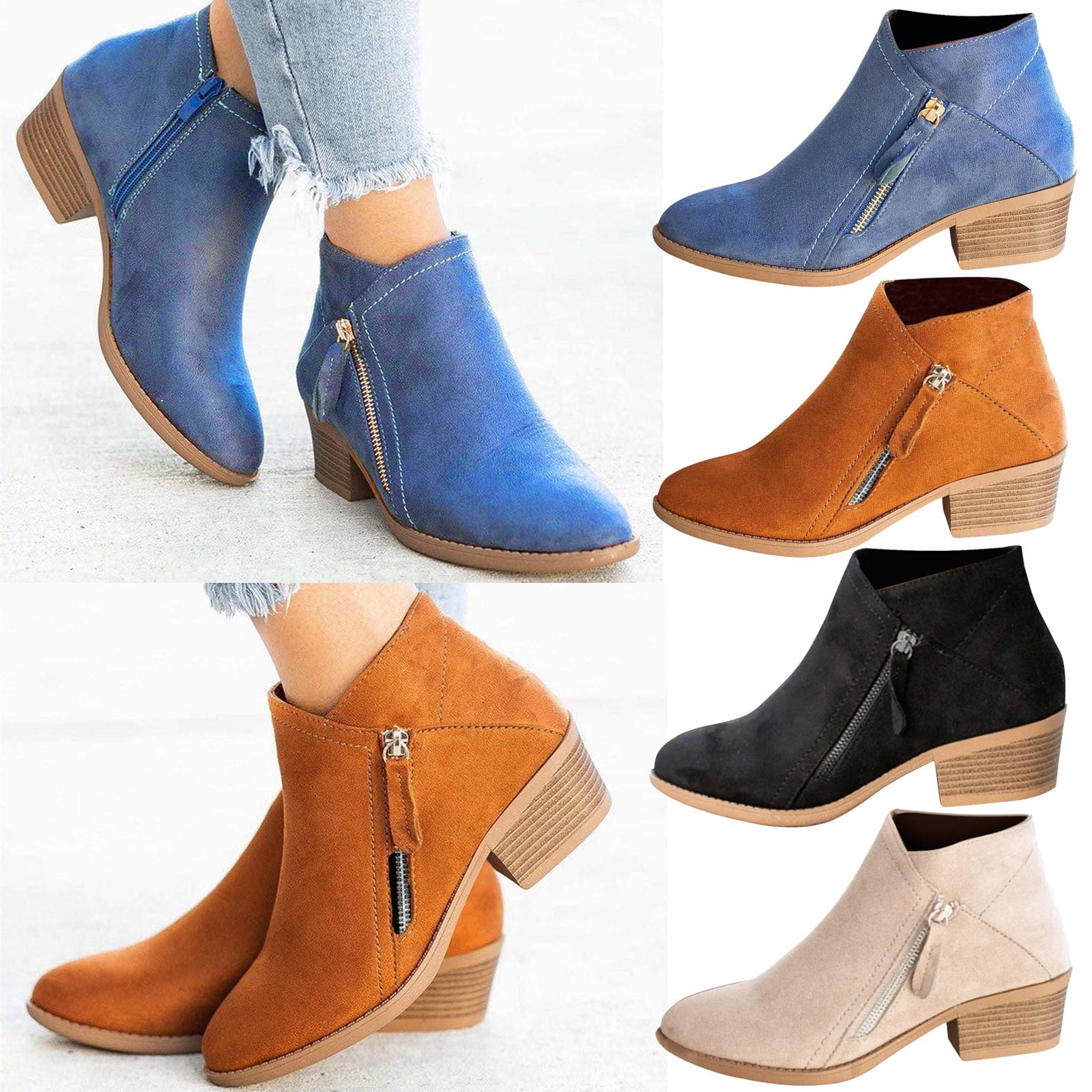 TKYCMSUAKI Womens Cowboy Boots,Women's Western Ankle Boot V Cut Back ...