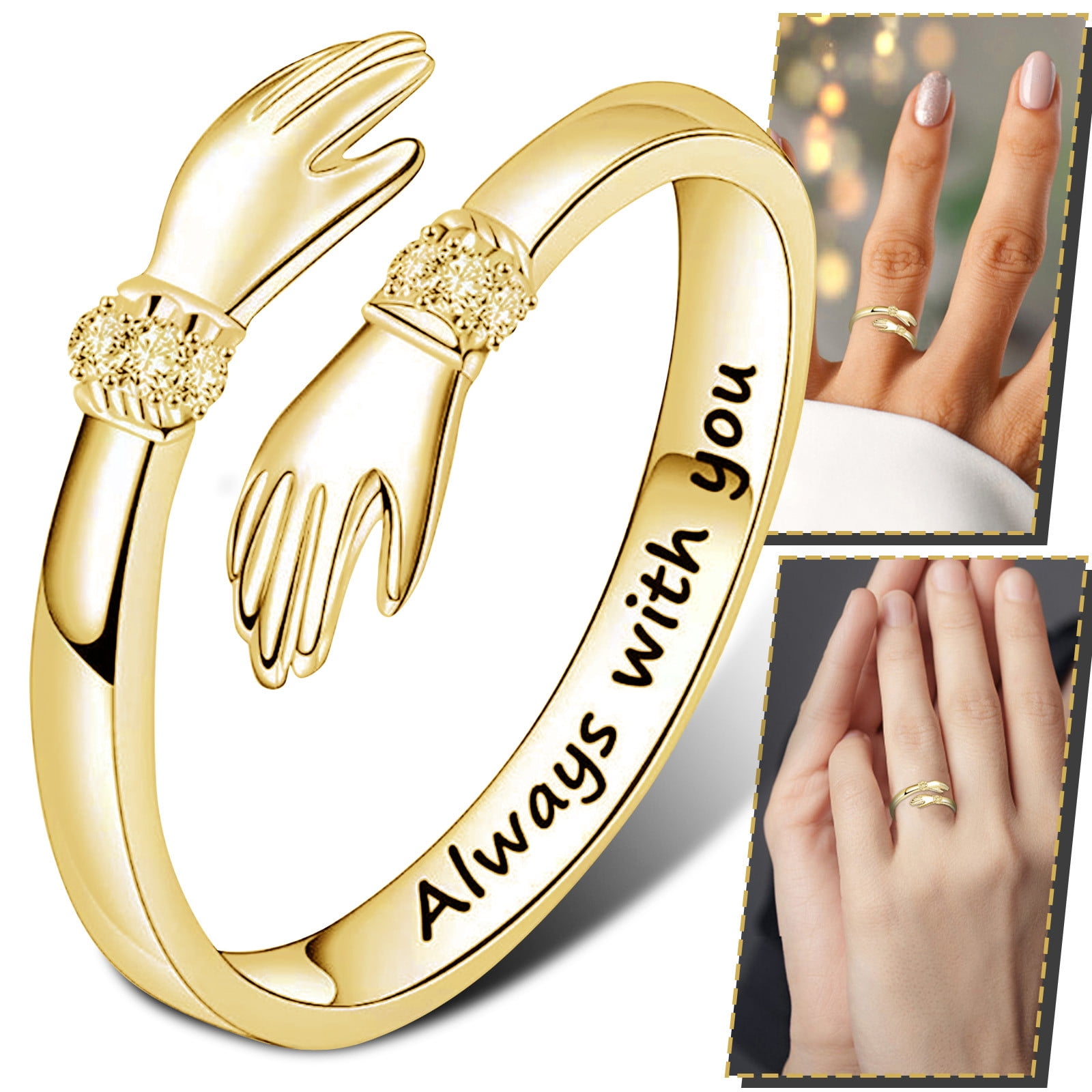 TKing Fashion Sterling Silver Hug Ring for Women Teen Gilrs, Adjustable ...