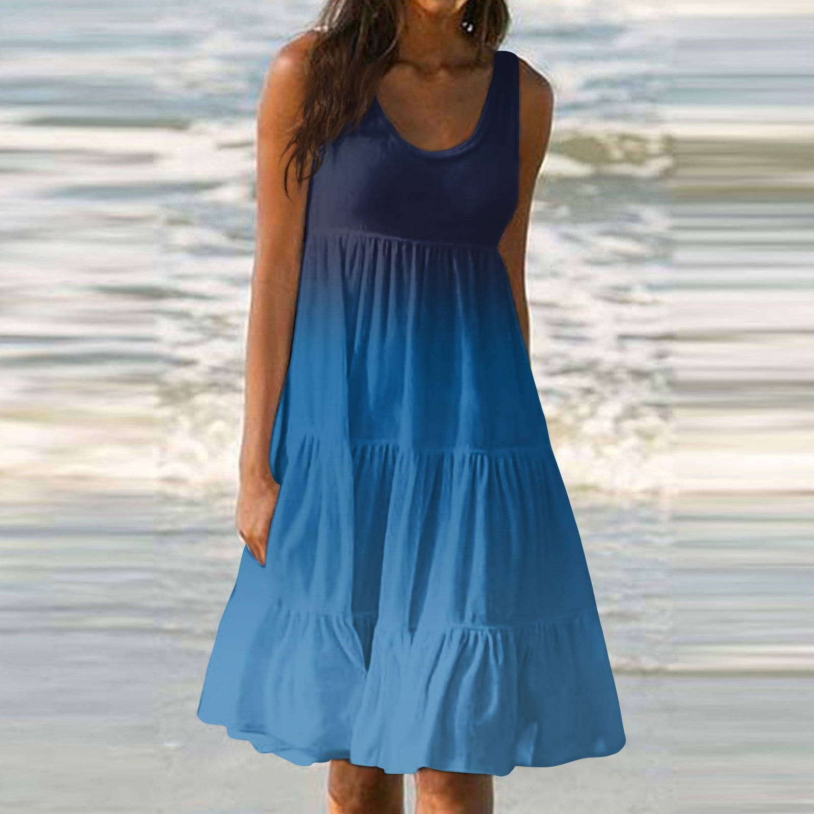 TKing Fashion Summer Dresses for Women, Casual Mini Sundresses Gradient ...