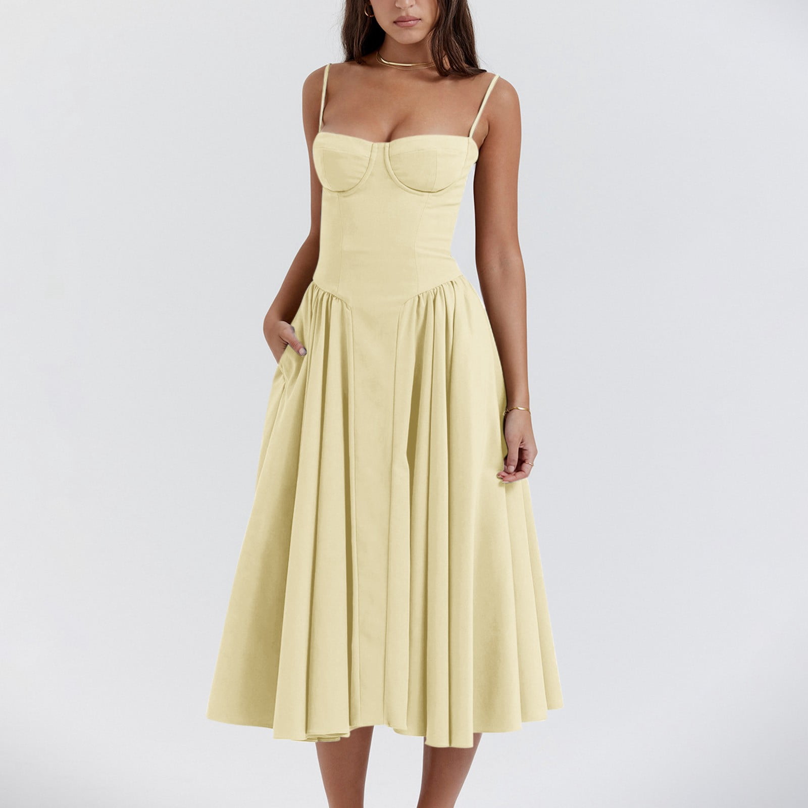 TKing Fashion Women Sexy Corset Dress Sleeveless Beach Vacation ...