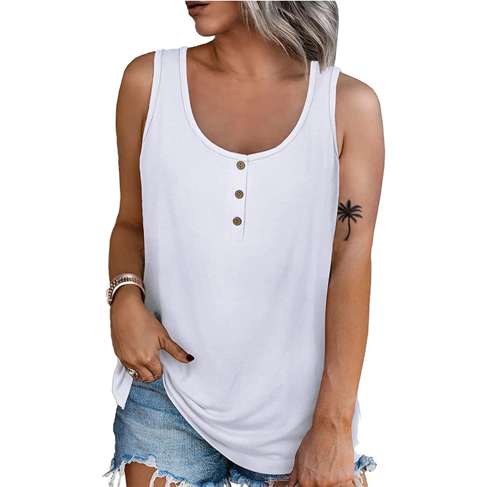 TKing Fashion Women's Tank Tops Casual Fit Crewneck Cute Going Out Tops ...