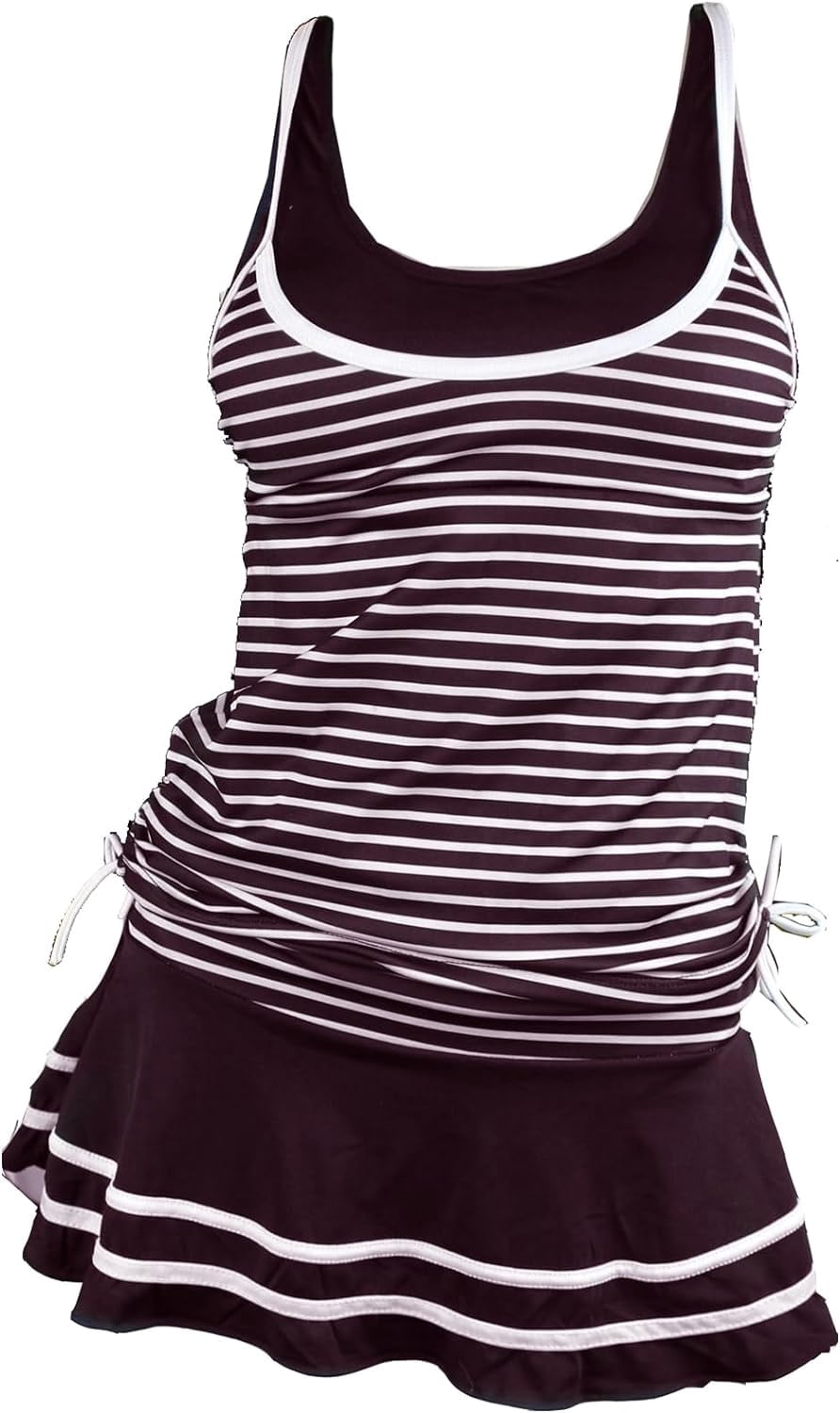 TKing Fashion Women's Tankini Striped Vintage Swim Dress Swim Suits for ...