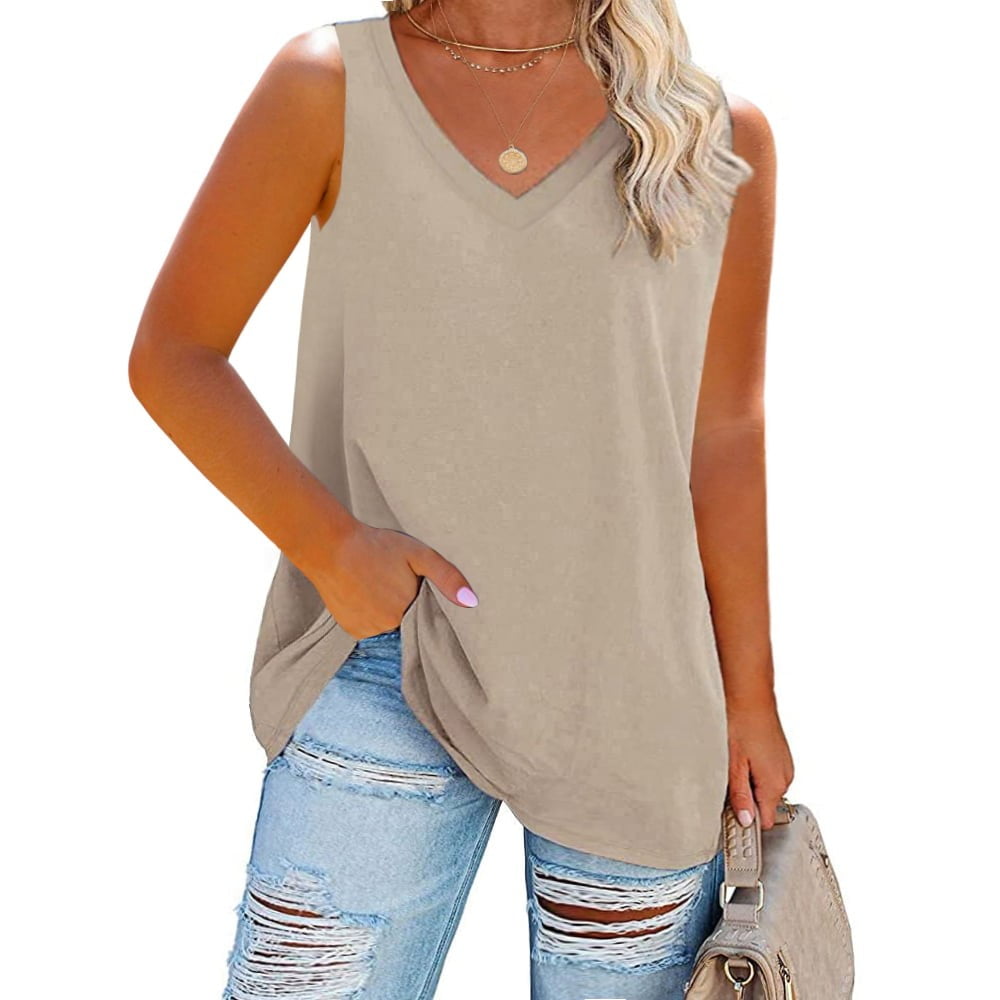 TKing Fashion Womens Sleeveless Blouses Casual Loose Fit Summer Tank ...
