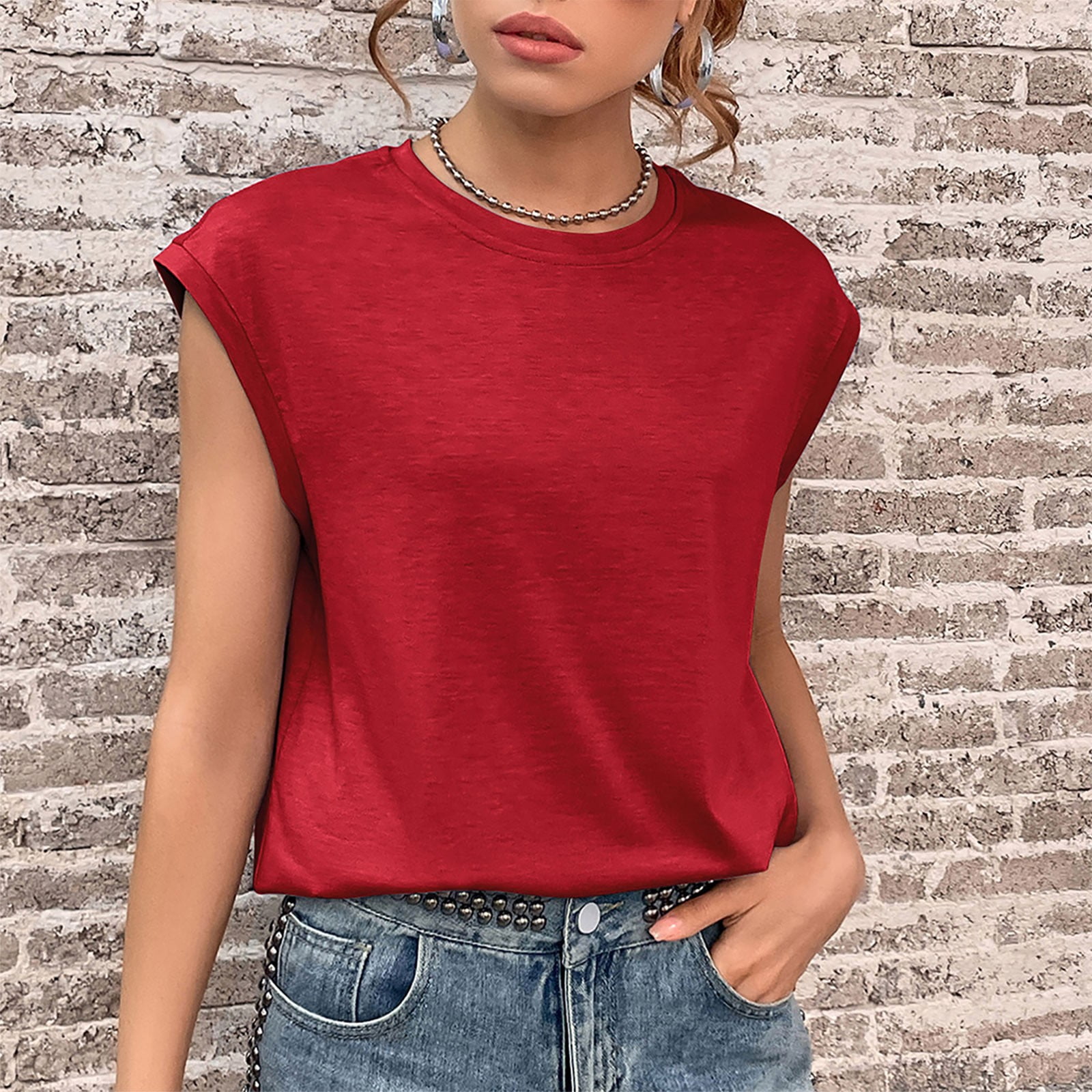 TKing Fashion Womens Sleeveless Blouses Casual Loose Fit Summer Tank ...