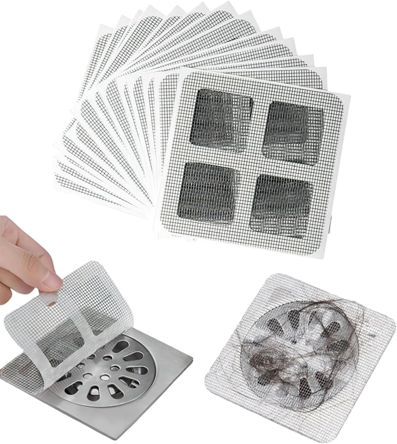TKing Home Disposable Shower Drain Hair Catcher Mesh Stickers ...