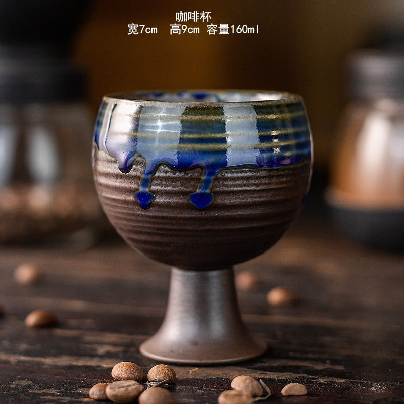 TL New Kiln-Change Ceramic Cup High-Stem Wine Glass Retro Small ...