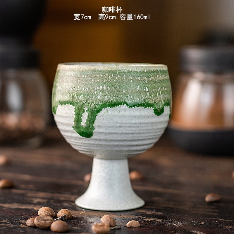TL New Kiln-Change Ceramic Cup High-Stem Wine Glass Retro Small ...