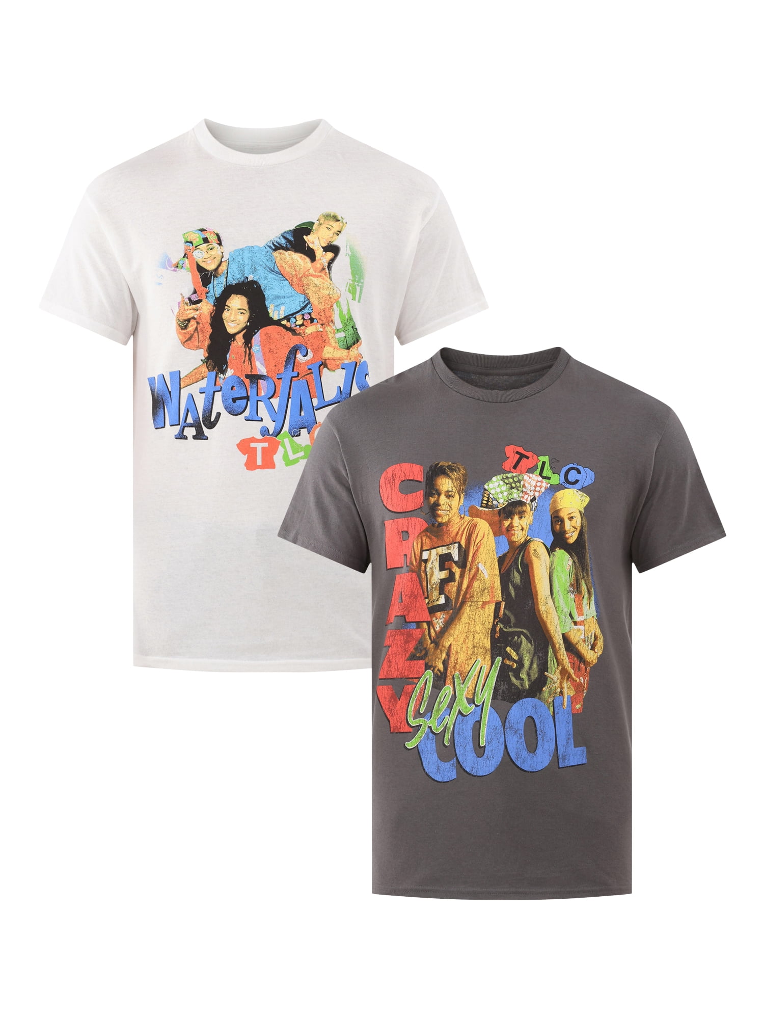TLC Men's Graphic Tees 2-Pack, Cotton, Short Sleeves, Relaxed Fit ...