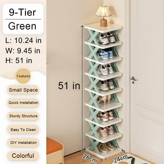 2026 New The 9-Tier No-Assembly Bamboo Rack, Bamboo Shoe Rack Organizer ...