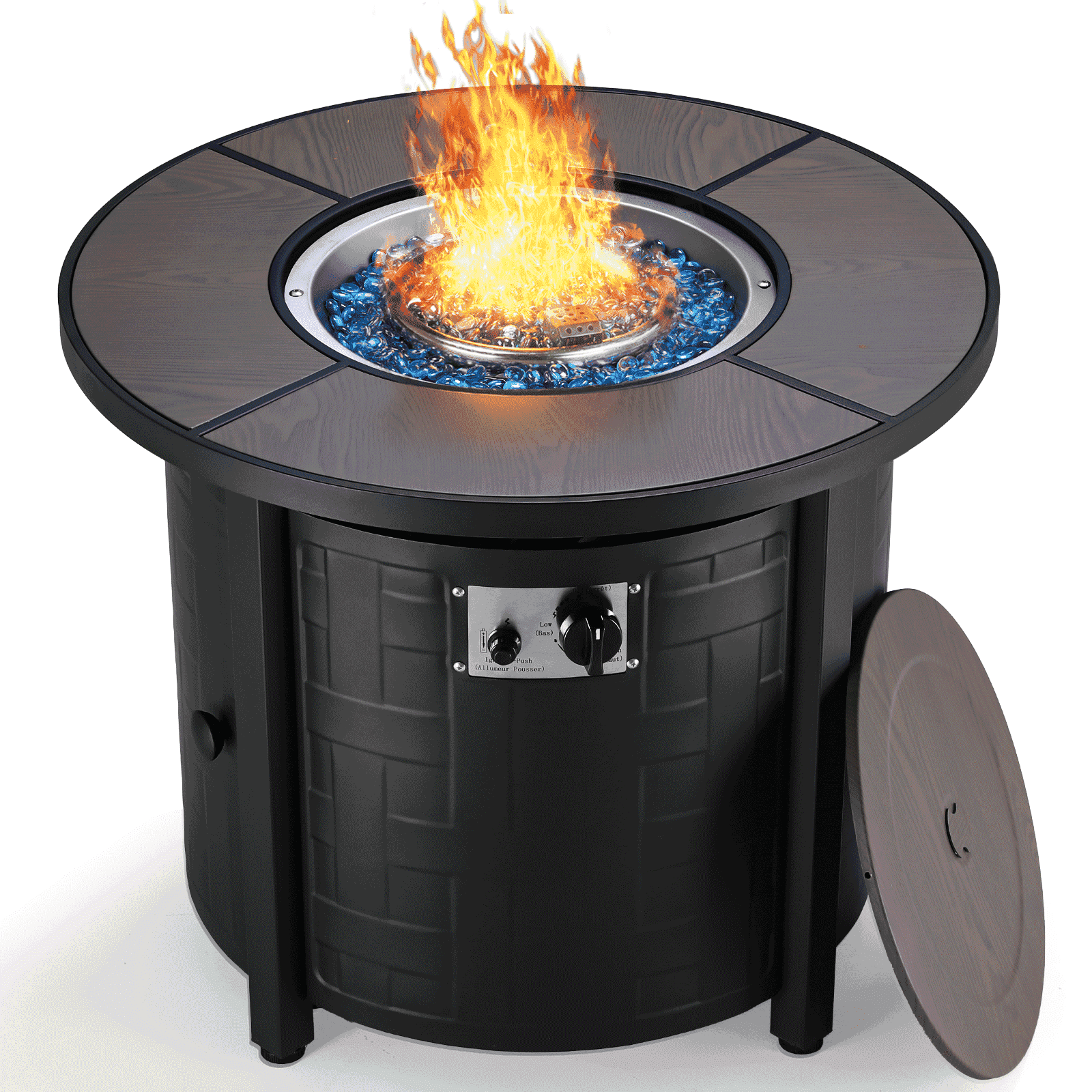 TLGREEN 30" Propane Fire Pit Table, 50,000 BTU, Auto-Ignition, Lid ...