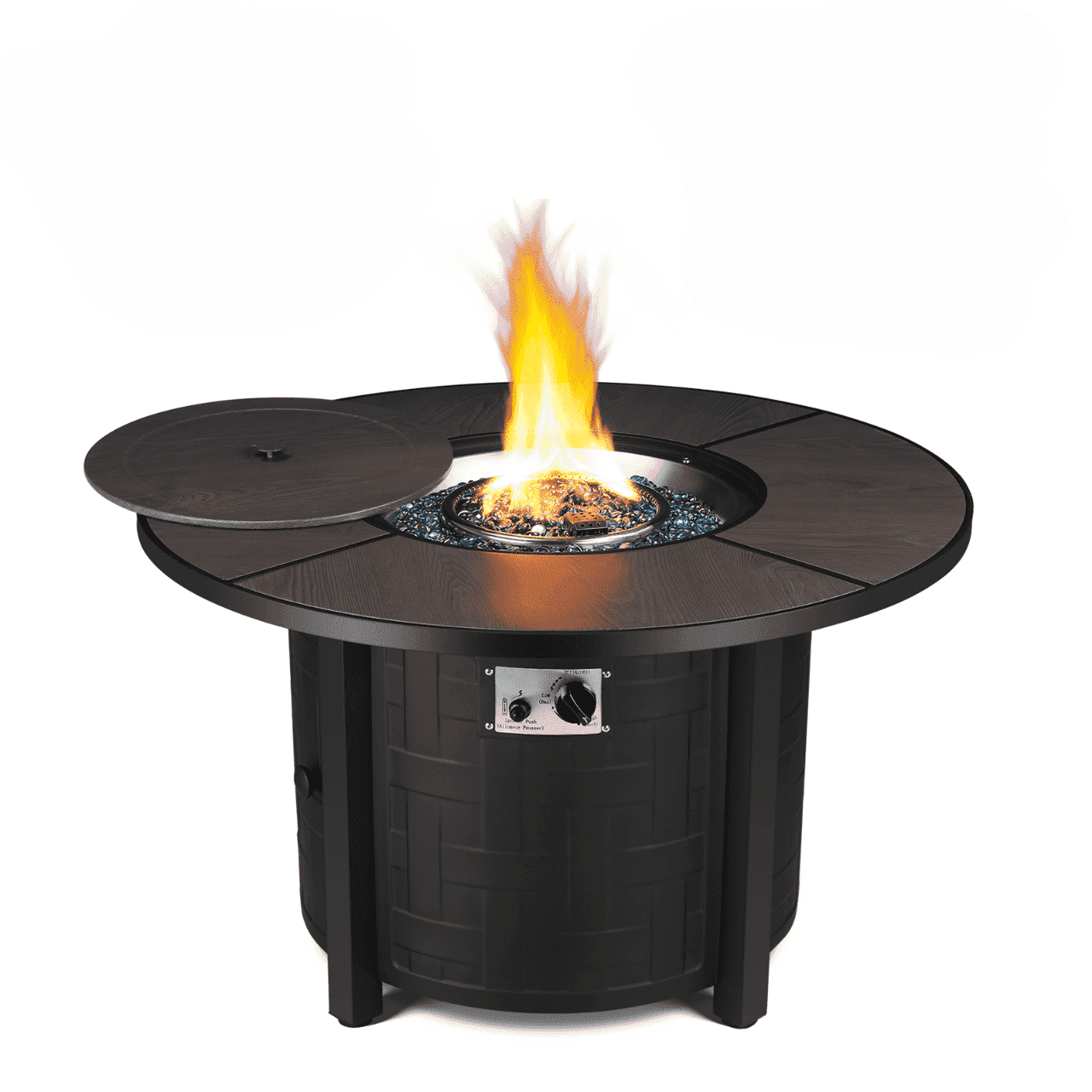 TLGREEN 42" Propane Fire Pit Table with Lid and Blue Stone, 50,000 BTU ...