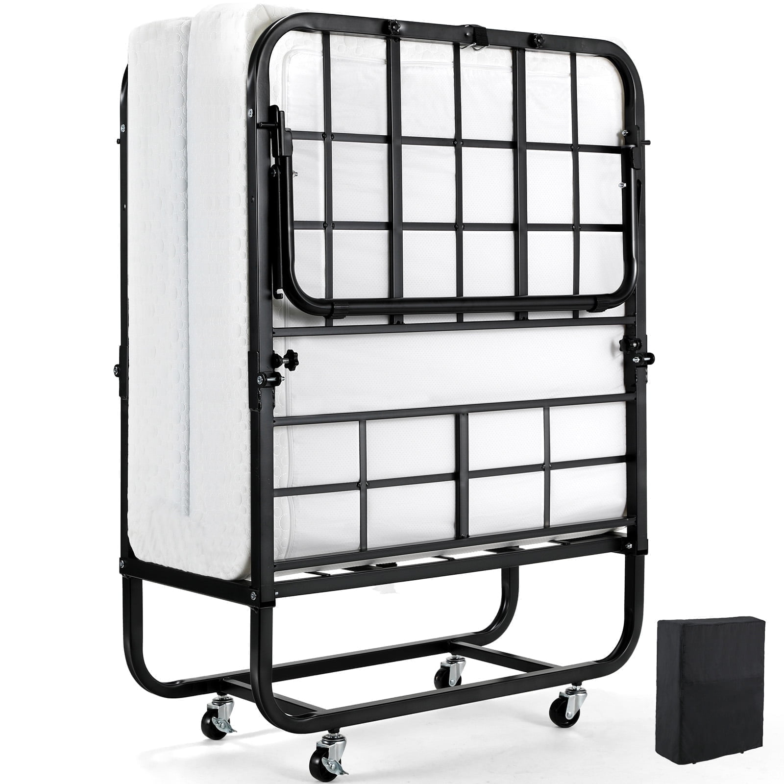 TLGREEN 75" x31" Folding Bed with 4" Memory Foam Mattress & Sturdy ...