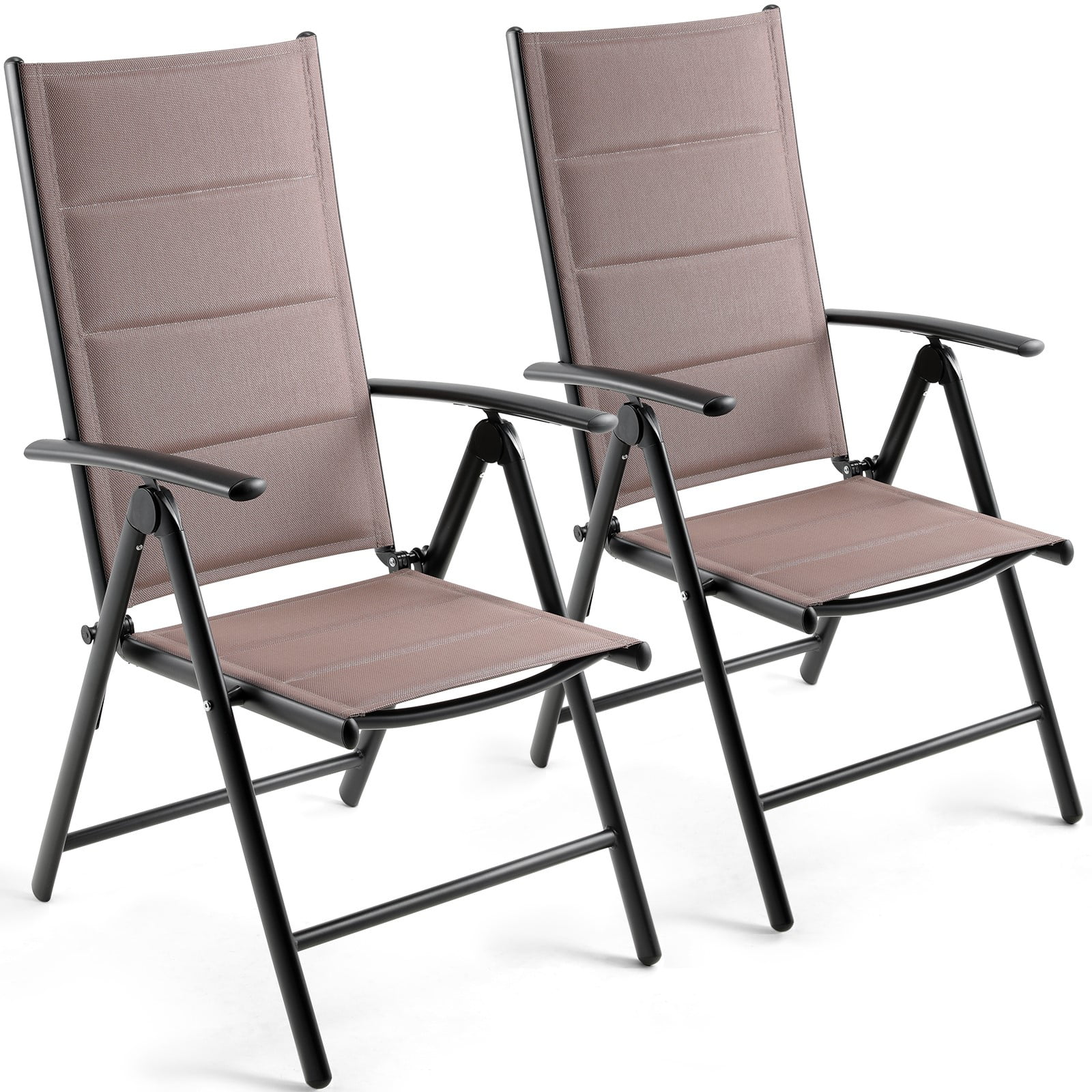 TLGREEN Outdoor Folding Chairs Set (2-Pack) ，Patio Chairs with Foam ...