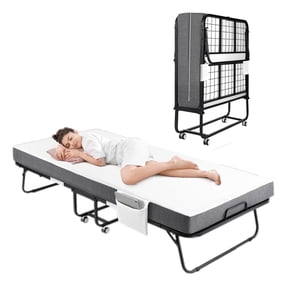 Simmons Beautysleep Twin Folding Guest Bed, Memory Foam Mattress, Metal ...