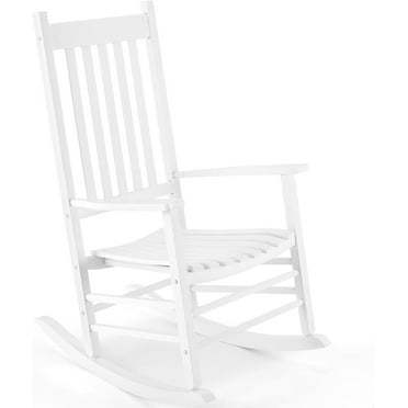 OverPatio Rocker Outdoor Wood Rocking Chair, Wood Rocker w/ Wheel ...