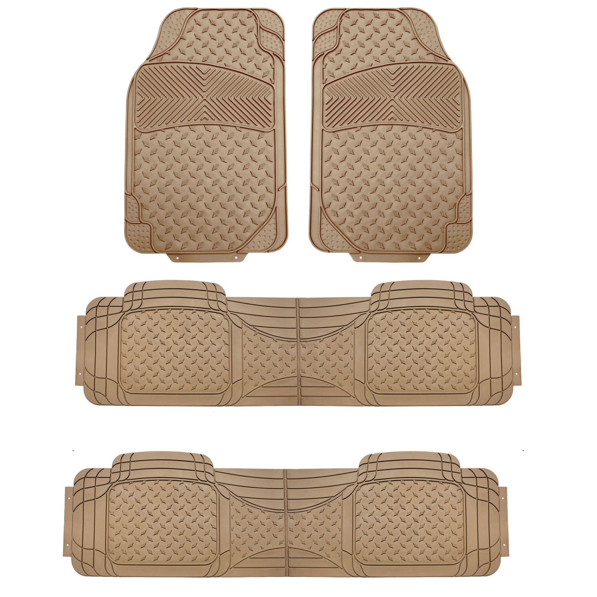 TLH 3ROW Full Set Semi-Custom Trimmable Vinyl Floor Mats, Heavy-Duty ...