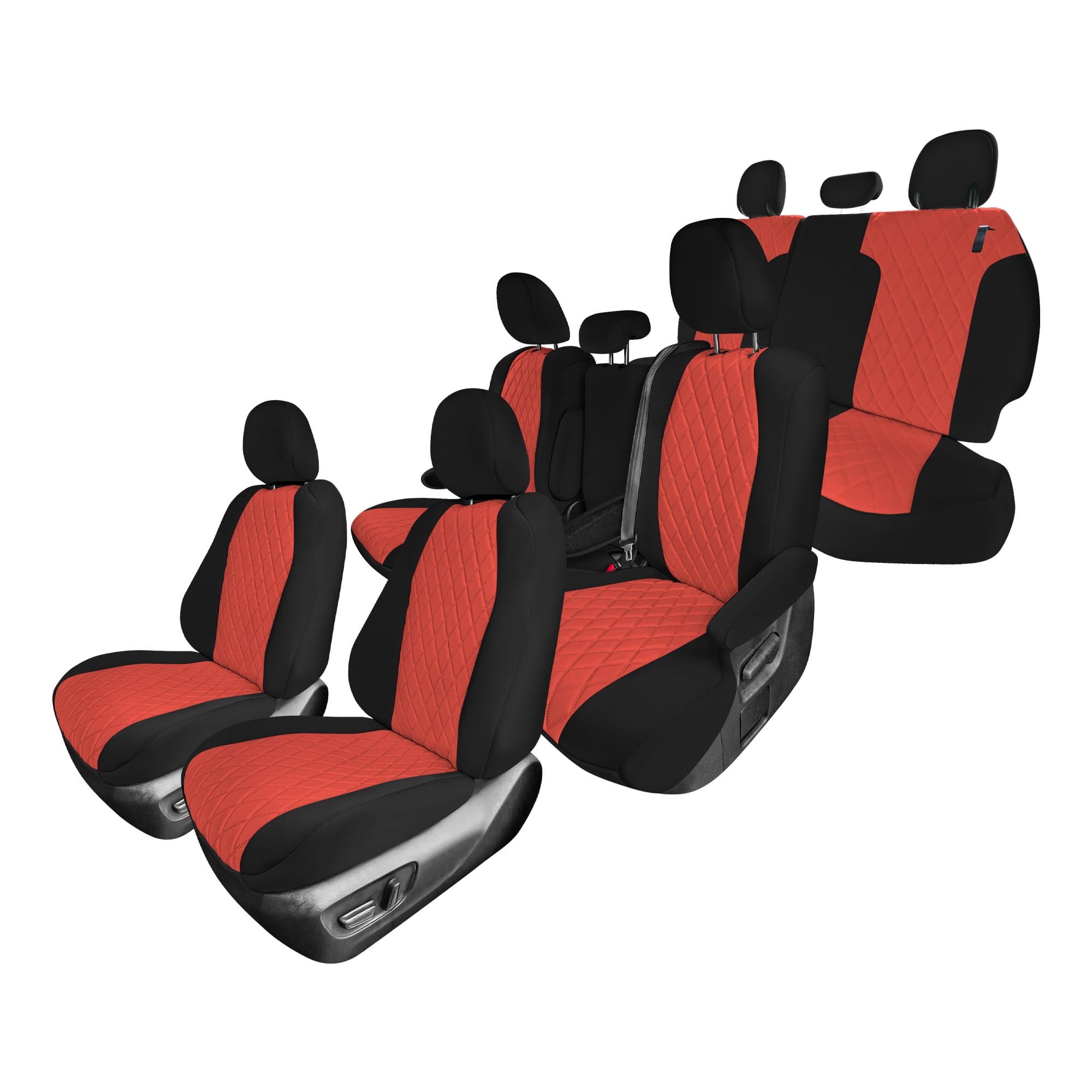 TLH Custom Fit Seat Covers for 2021 - 2024 Toyota Sienna, Red Seat ...
