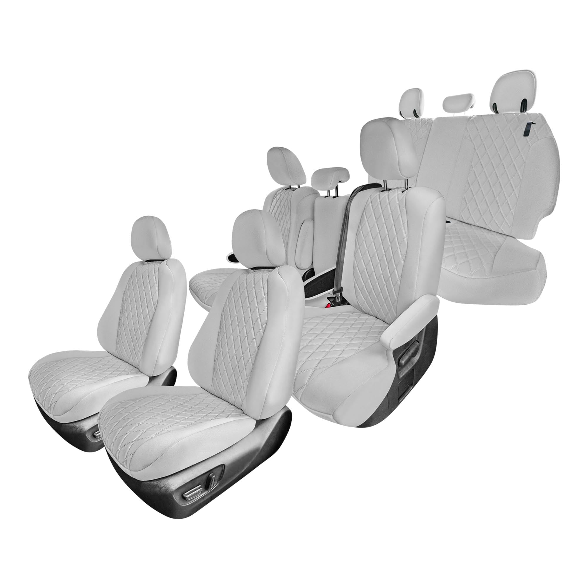 TLH Custom Fit Seat Covers for 2021 - 2024 Toyota Sienna, Solid Gray ...