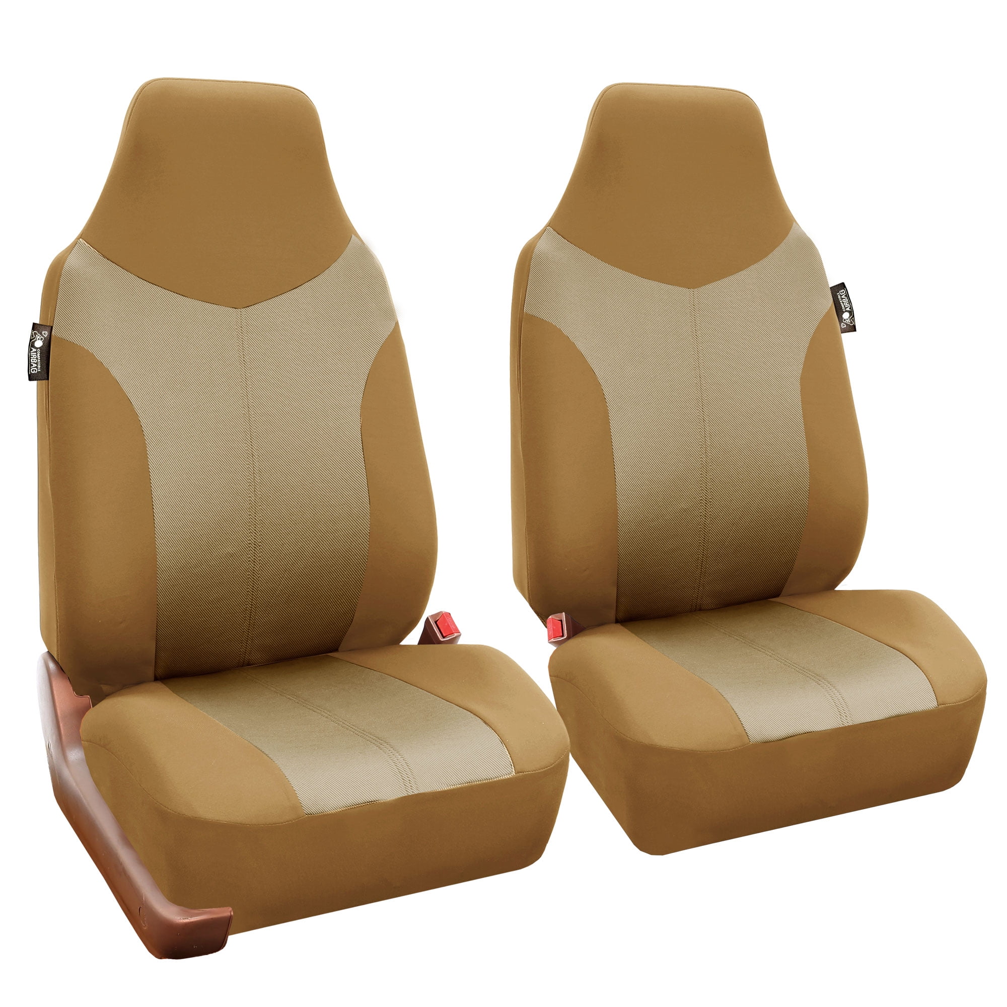 TLH Highback Twill Fabric Seat Cover Cloth Front Set, Beige Tan Car ...