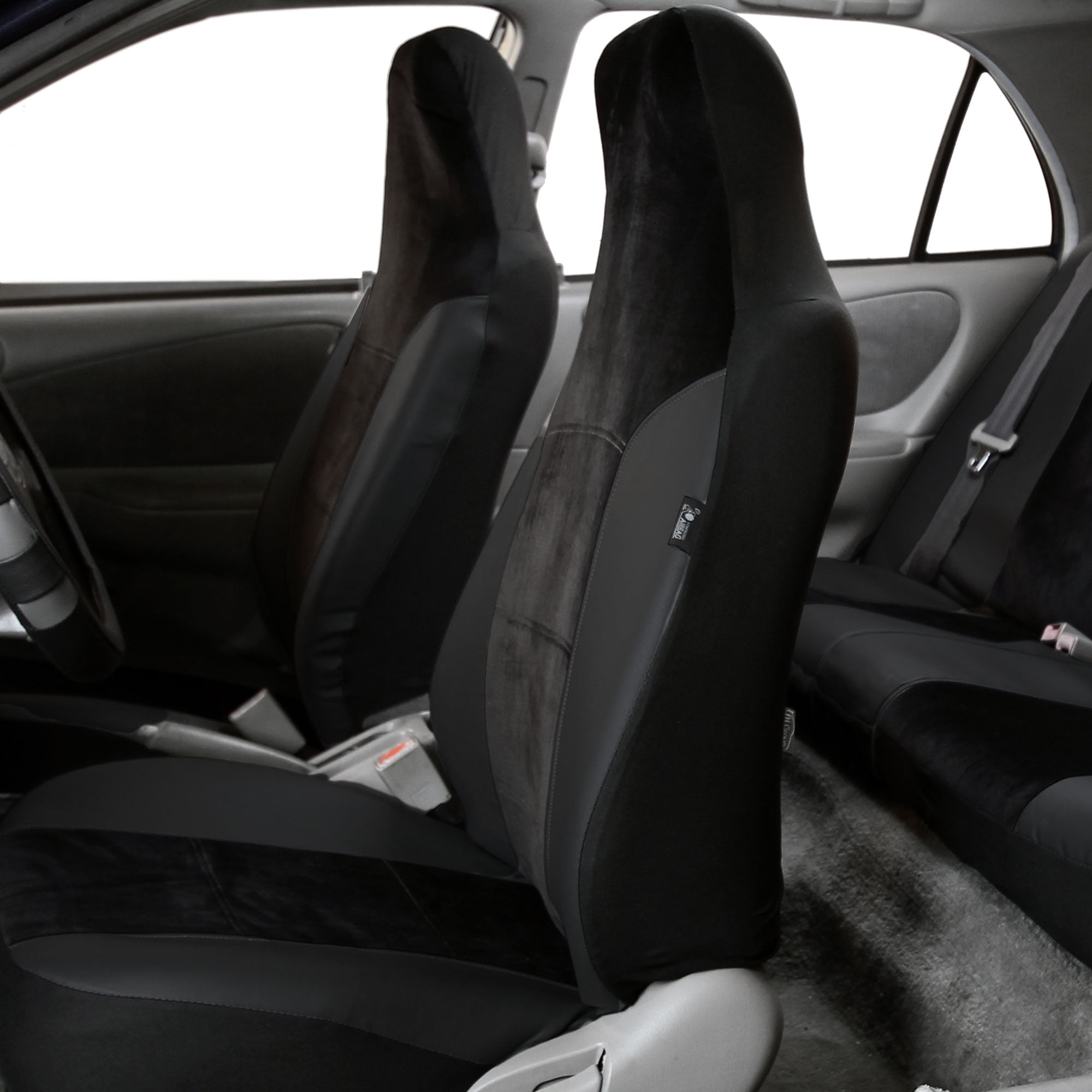 TLH Premium Fabric Black Seat Covers Front Set, Airbag Compatible ...