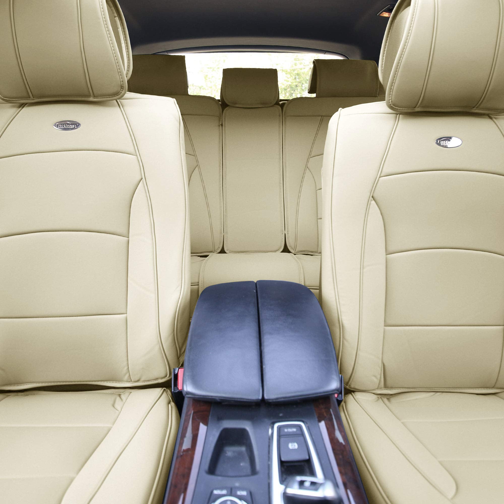 TLH Ultra Comfort Leatherette Solid Beige Faux Leather Car Seat ...