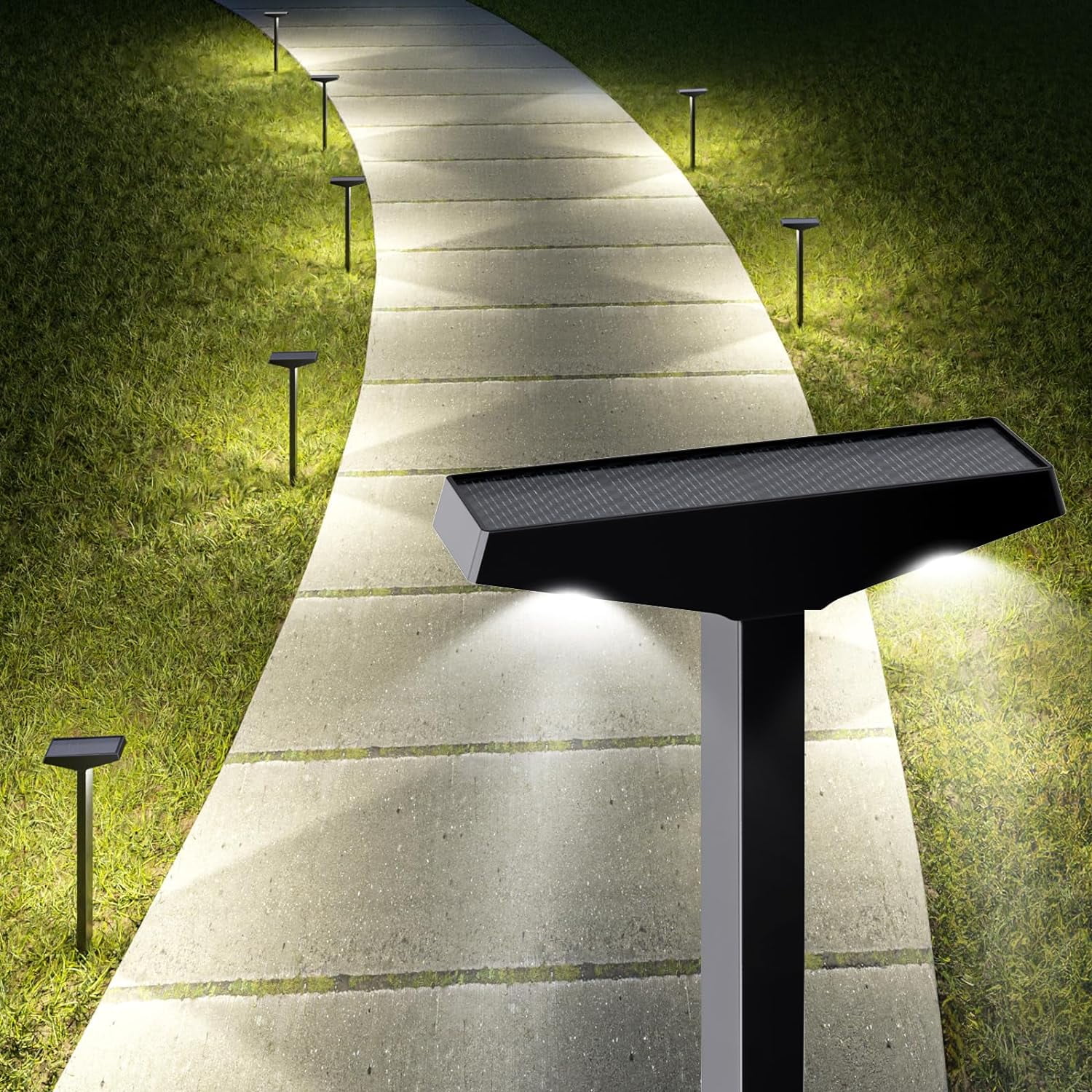 TLKJ Solar Lights Outside for Garden Decor 6 Pack Modern IP65 ...