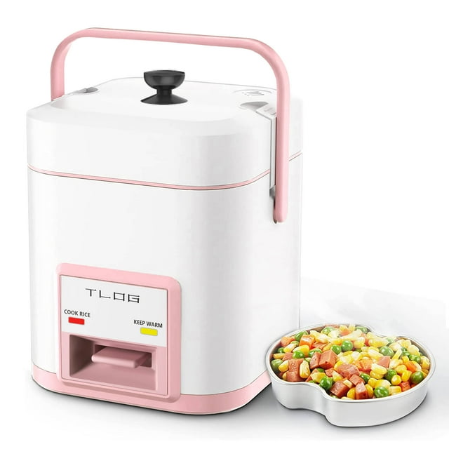 TLOG Small 5 Cup Cooked Mini Rice Cooker with Steamer, 1.2L Portable ...