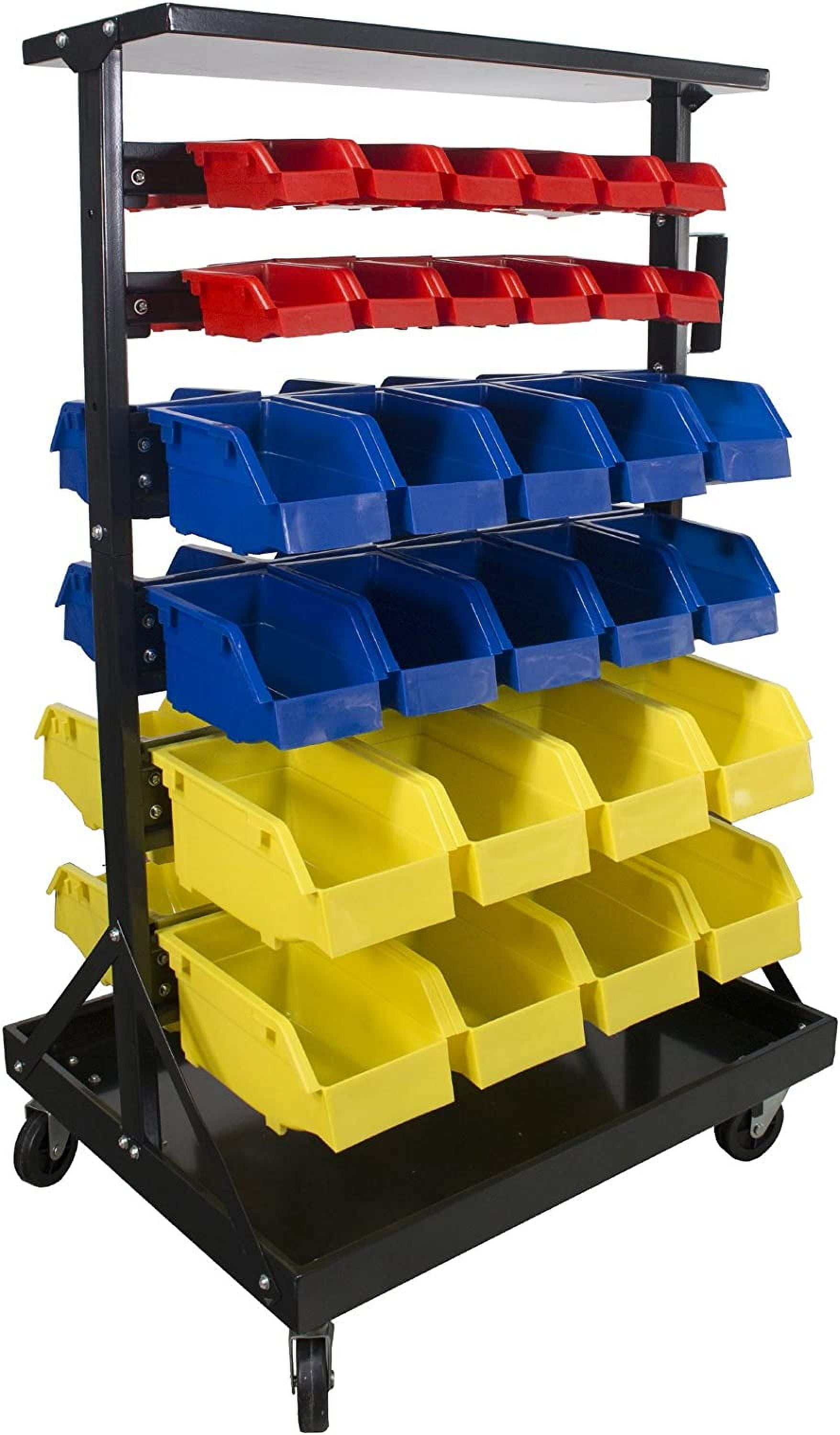 TLPB04 60 Parts Bin Storage Shelving with Locking Wheels for Shop ...