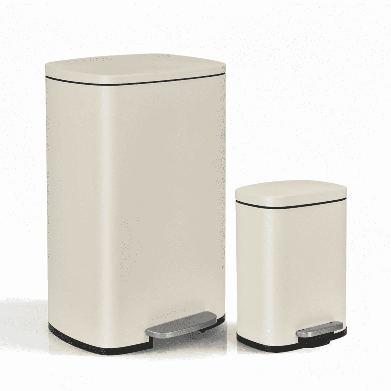 TLSUNNY 13.2 and 1.3 Gal Step Trash Can Set, Stainless Steel Combo, w ...
