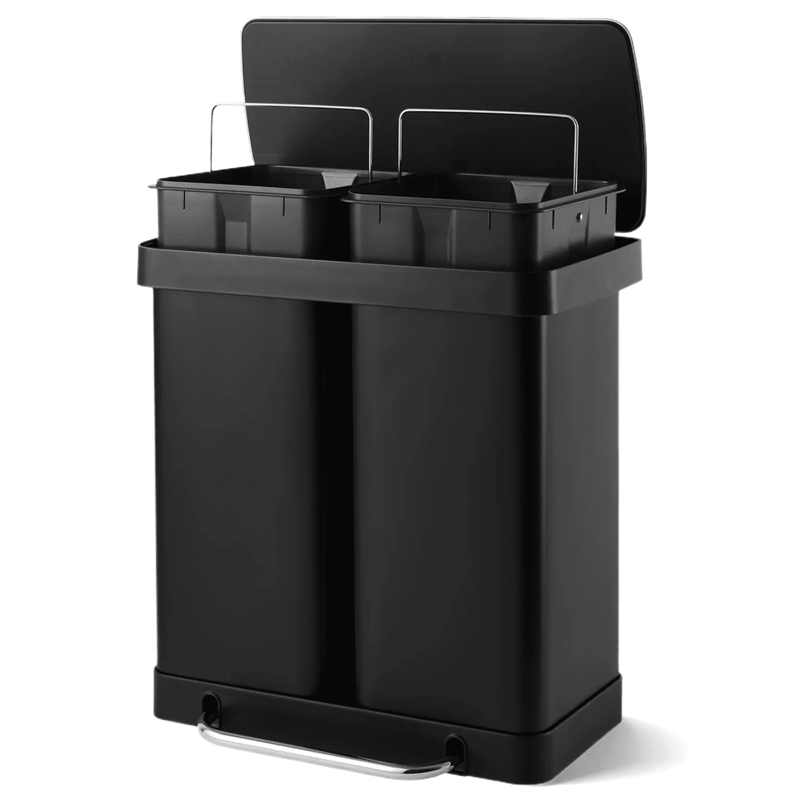 TLSUNNY 16 Gal / 60 L Double Trash Can, Stainless Steel Kitchen Step ...