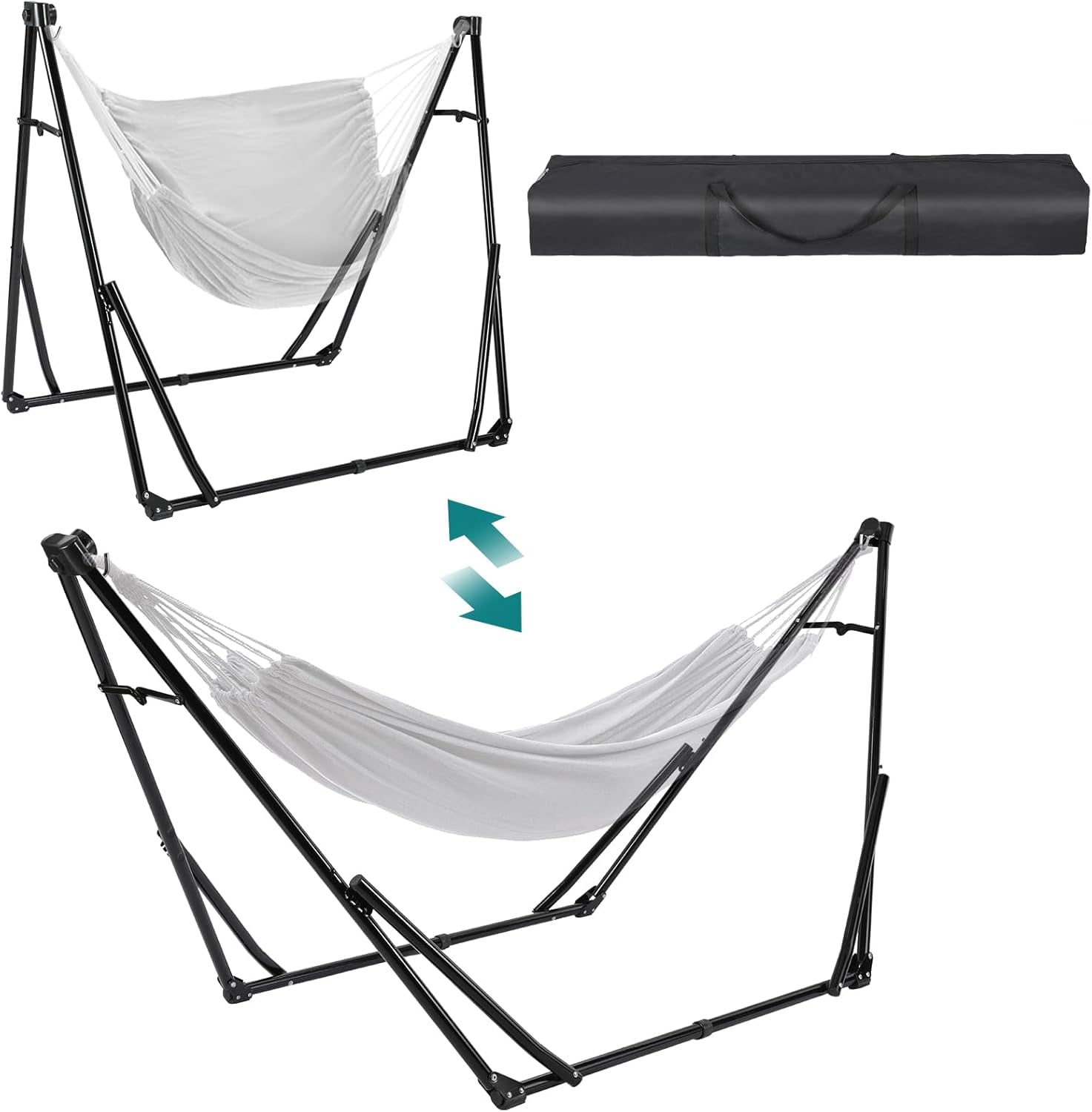 TLSUNNY 3 in 1 Hammock Stand, Outdoor Collapsible Swing Chair, w ...