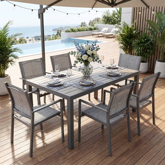 TLSUNNY 6 Pack Patio Dining Chairs, Outdoor Dining Furniture, Textilene ...