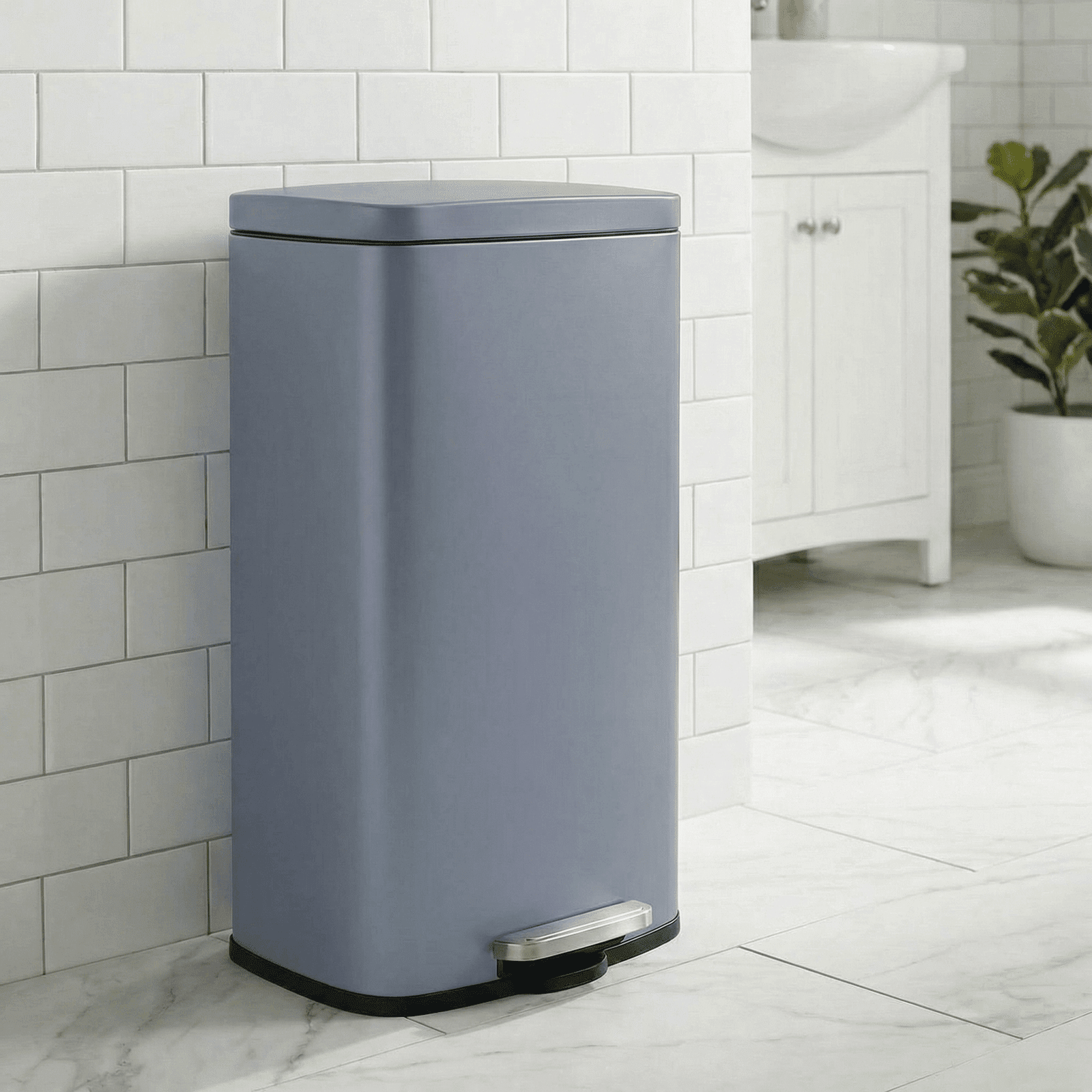 TLSUNNY 8 Gallon Step-on Trash Can, 30L Stainless Steel Kitchen Bin ...