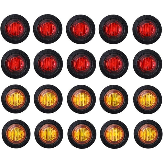 TM 3/4 Inc Mount 10 pcs Amber + 10 pcs Red LED Clearance Bullet Side ...