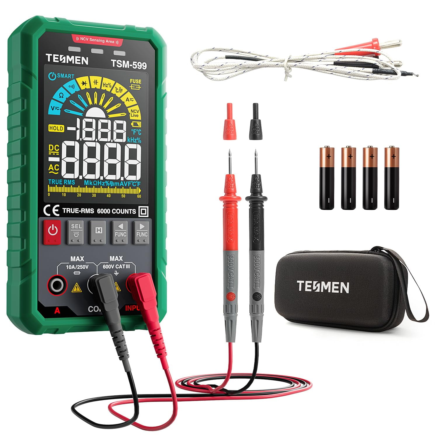 TM-510 Digital Multimeter, 4000 Counts, Smart Measurement, Auto-Ranging Voltmeter; Voltage ...